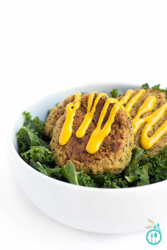 Baked Quinoa Falafel with Turmeric Sauce - Simply Quinoa