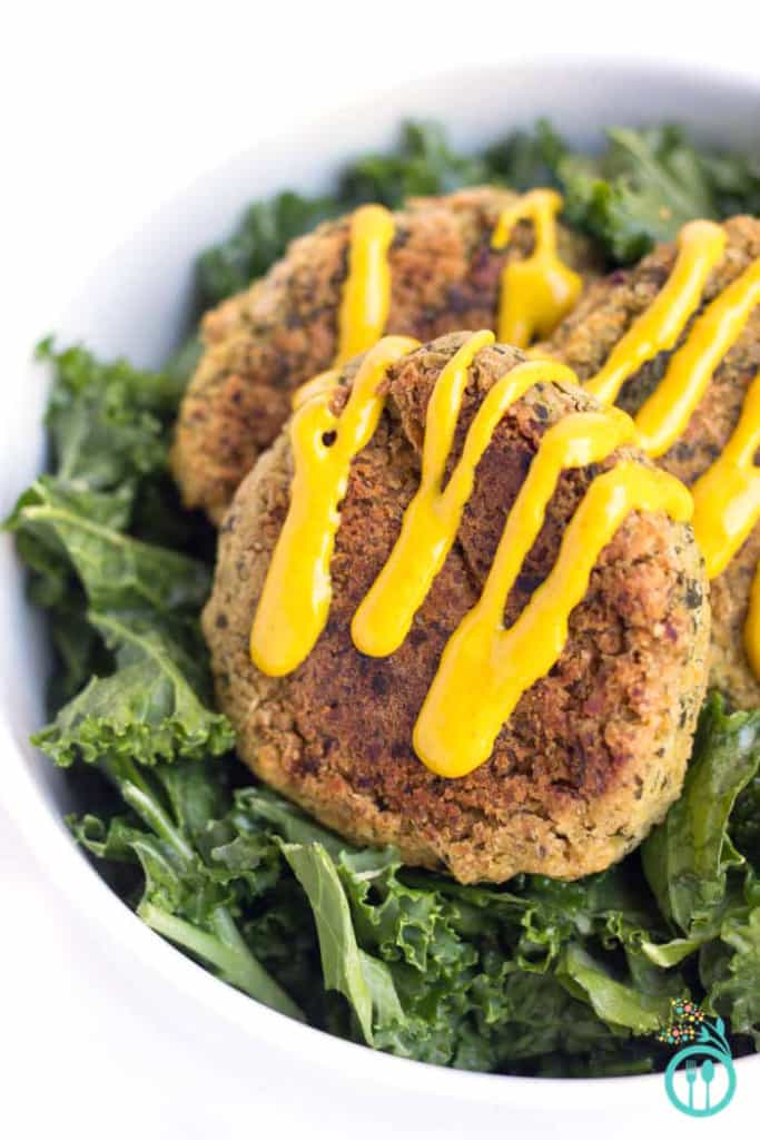 Baked Quinoa Falafel with Turmeric Sauce - Simply Quinoa