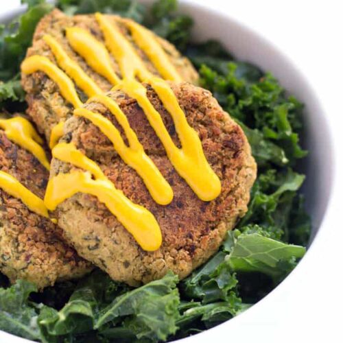 Baked Quinoa Falafel with Turmeric Sauce - Simply Quinoa