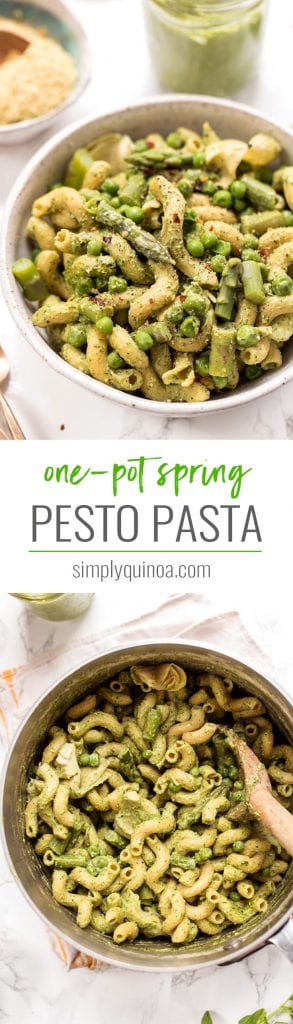 One Pot Spring Pesto Pasta with Peas & Asparagus - Simply Quinoa