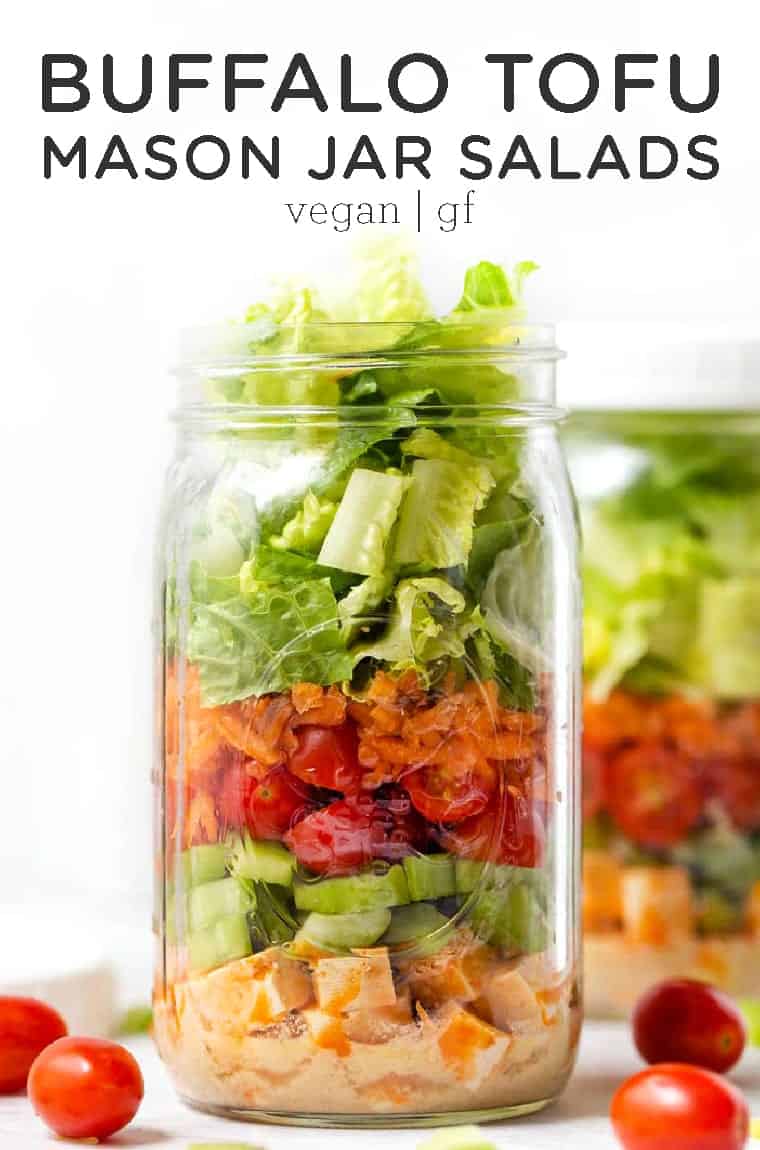 Buffalo Tofu Mason Jar Salads | Vegan Meal Pre Recipe - Simply Quinoa