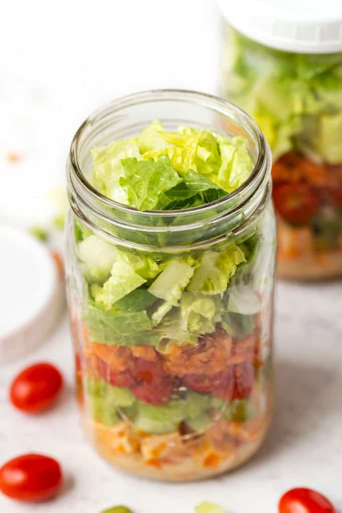 Buffalo Tofu Mason Jar Salads | Vegan Meal Pre Recipe - Simply Quinoa
