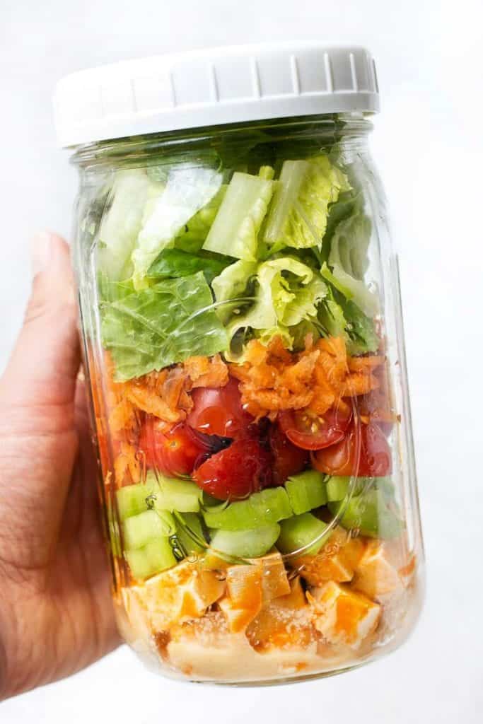 Buffalo Tofu Mason Jar Salads | Vegan Meal Pre Recipe - Simply Quinoa